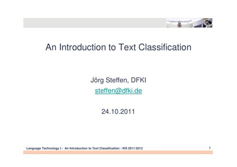 [ppt] an introduction to text classification jrg steffen dfki