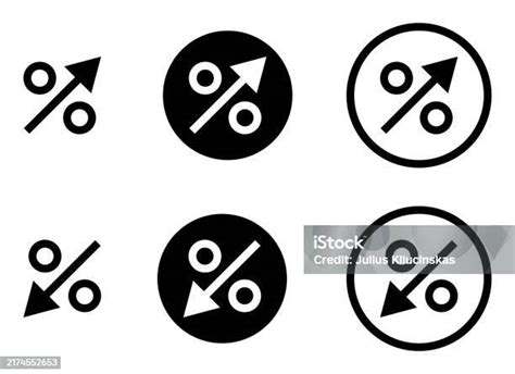 백분율 위쪽 및 아래쪽 화살표 벡터 아이콘 집합입니다 화살표가 있는 백분율 기호입니다 비용 절감 및 증가 표시 성장과 쇠퇴 개념 가격에 대한 스톡 벡터 아트 및 기타 이미지