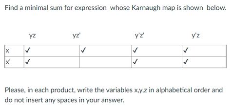 Solved Find A Minimal Sum For Expression Whose Karnaugh Map