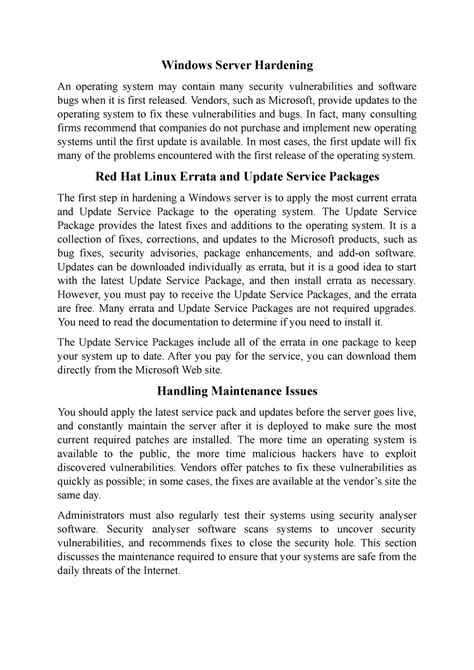 Windows Server Hardening Vendors Such As Microsoft Provide Updates To The Operating System