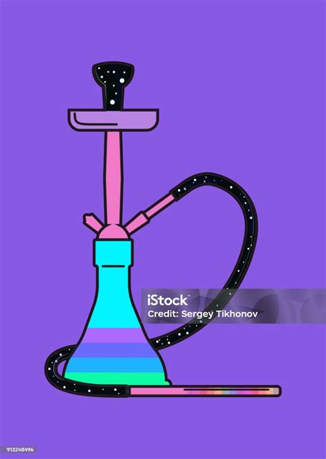 보라색 바탕에 산 물 담 뱃 대입니다 벡터 일러스트 레이 션 0명에 대한 스톡 벡터 아트 및 기타 이미지 0명 건강한 생활방식 내쉬기 Istock