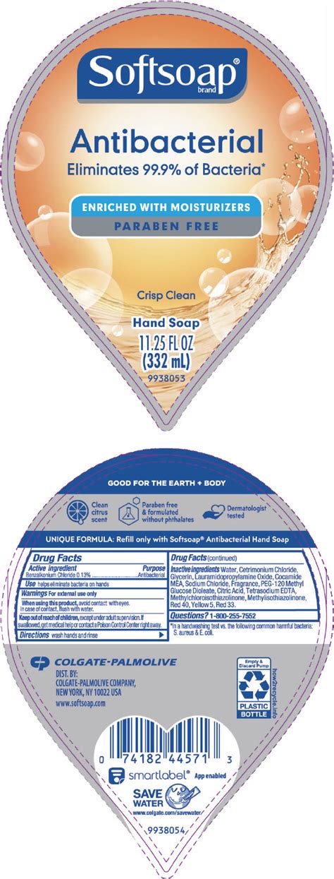 Softsoap Antibacterial With Moisturizers Crisp Clean Lhs Benzalkonium