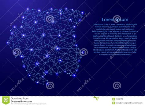 Map Of Suriname From Polygonal Blue Lines Glowing Stars Illustration Stock Illustration