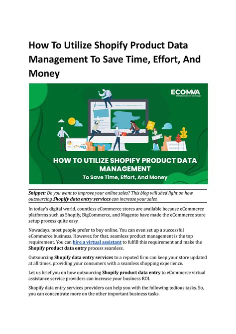 How To Utilize Shopify Product Data Management To Save Time Effort And Money By Ecomva Issuu