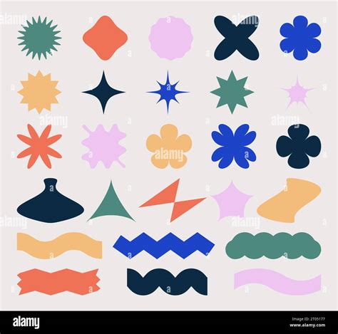 Set Abstract Geometric Shapes In Brutalism Style Minimalist Primitive Vector Elements Various