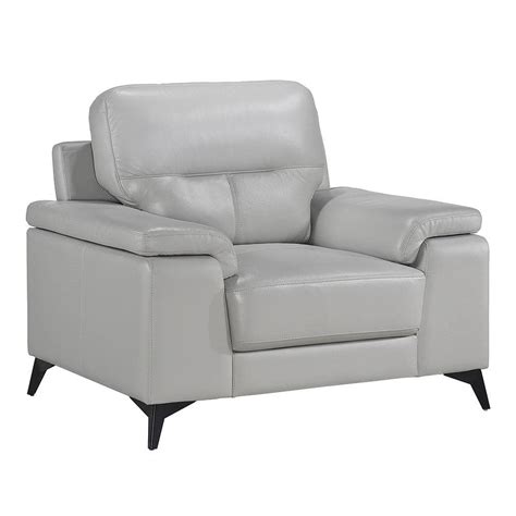 Lazzara Argonne Silver Gray Leather Arm Chair 9514sve 1 The Home Depot