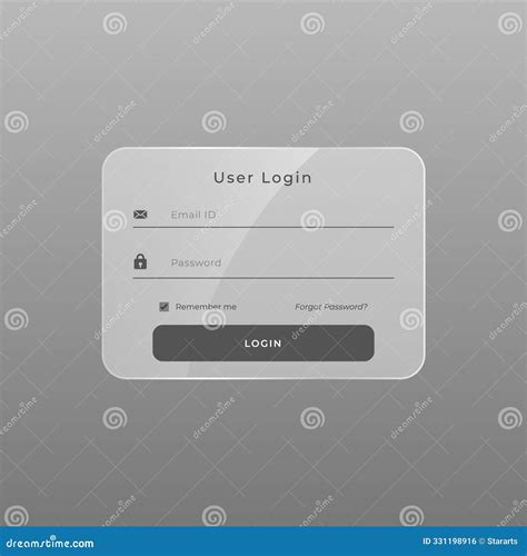 secure username and password login page screen template design stock
