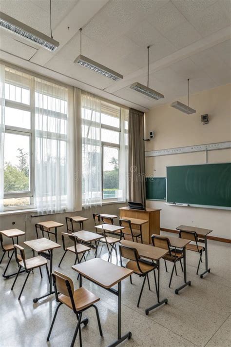 Empty Modern Classroom With Chairs And Desks Stock Illustration