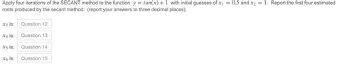 Solved Apply Four Iterations Of The Secant Method To The