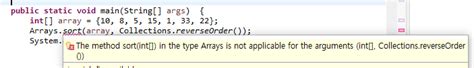 [java] the method sort int[] in the type arrays is not applicable for