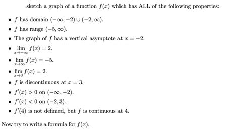 Solved Sketch A Graph Of A Function F X ﻿which Has All Of