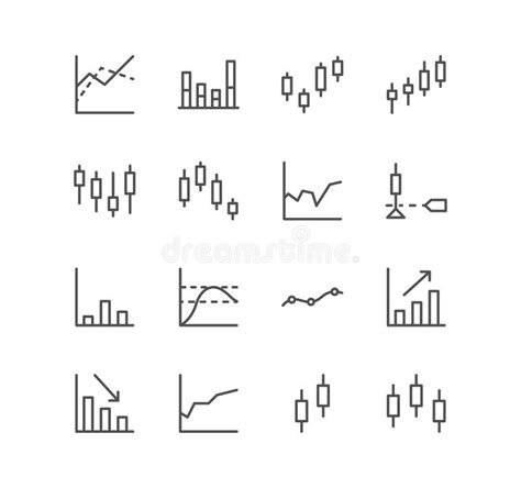 Set Of Finance And Marketing Icons Graph Market Statistic Chart Diagram Grid Bar Arrow