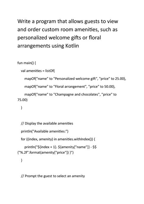 Comp6003 Assign39 Custom Room Amenities Kotlin Write A Program That