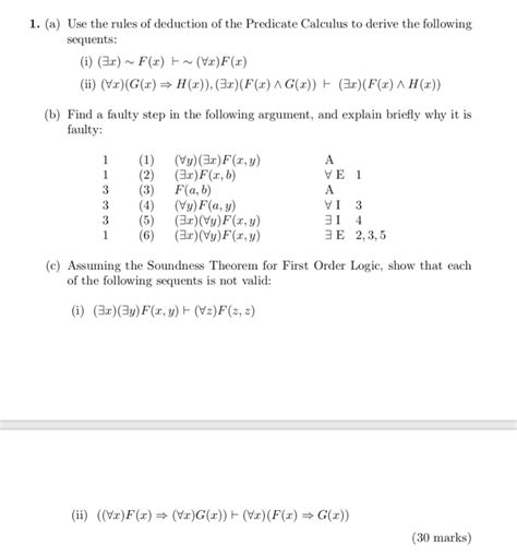 solved 1 a use the rules of deduction of the predicate