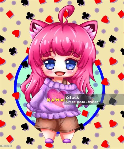 Kawai Neko Girl Stock Illustration Download Image Now Adult Adults