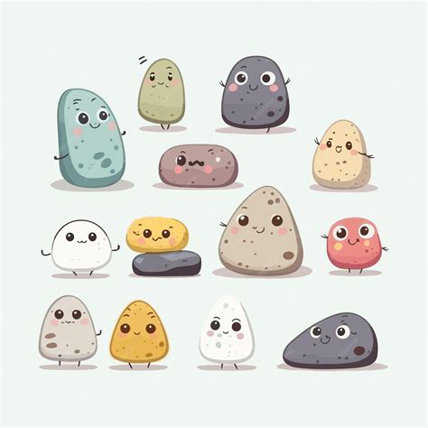 Premium Vector Vector Cute Stone Cartoon Style