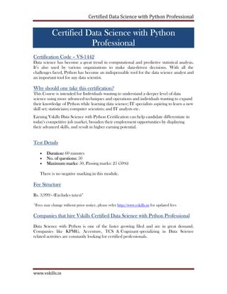 Data Science With Python Course Pdf