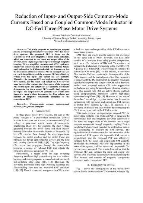 Pdf Reduction Of Input And Output Side Common Mode Currents Based On