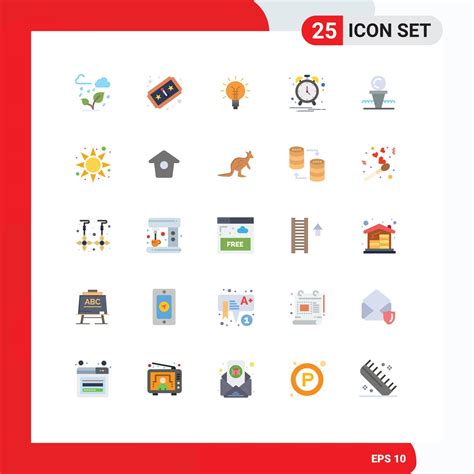 25 User Interface Flat Color Pack Of Modern Signs And Symbols Of Golf Clock Lightbulb Alarm Lamp