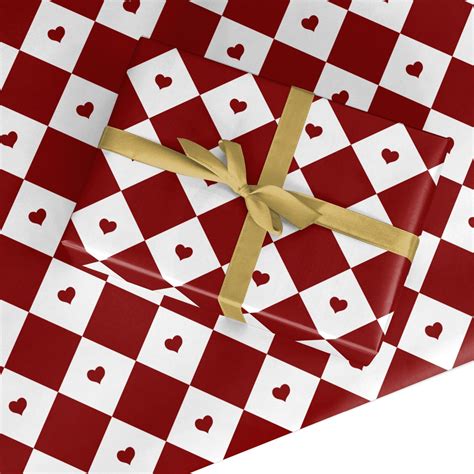 Red Heart Pattern Wrapping Paper Dyefor