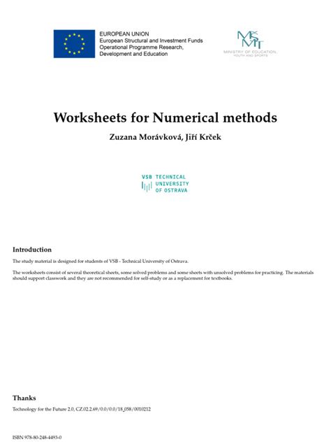 Numericalmethodsworksheets Pdf