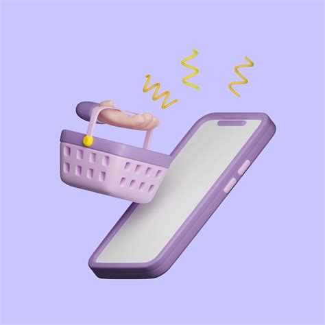 premium photo 3d shopping via mobile phone application store cart