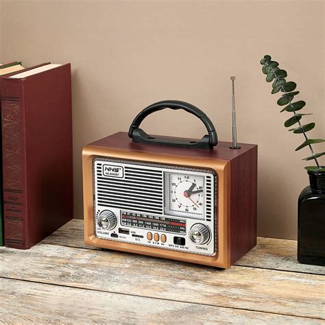 Радиоприемник ретро радио с часами и аккумулятором, Bluetooth, MicroSD ...
