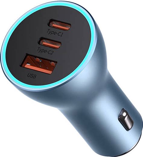 BASEUS In Pro Autolader W Met USB C En USB A Aansluiting Blauw TABLETSTANDAARD Wij