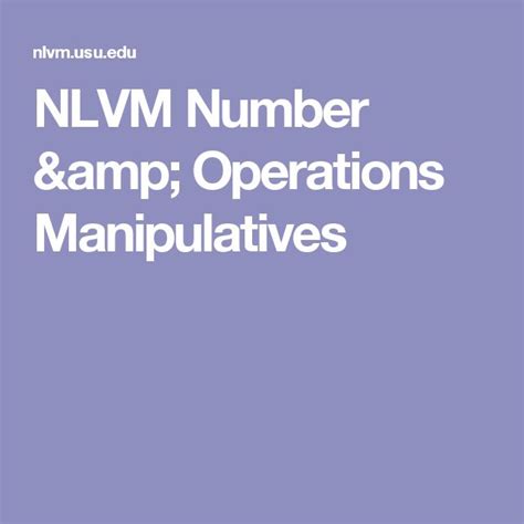Nlvm Number And Operations Manipulatives Manipulatives Operator Math
