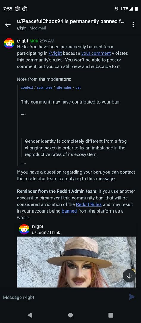 Permabanned From Rlgbt For Saying Gender Identity Is Different From