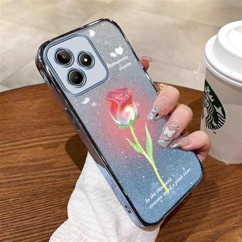 Casing Redmi C Redmi A Phone Case Shiny Flower Soft Gold Border Shock Absorbing Cover