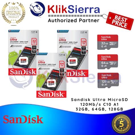 Jual SanDisk Ultra MicroSD 32GB 64GB 128GB Class 10 A1 Micro SD 120MB S Ori Shopee Indonesia