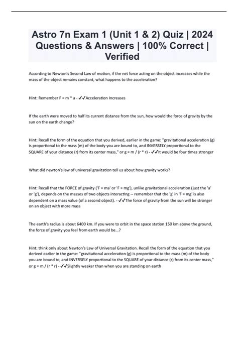 Astro 7n Exam 1 Unit 1 And 2 Quiz 2024 Questions And Answers 100