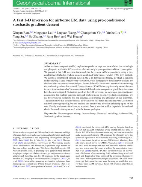Pdf A Fast 3d Inversion For Airborne Em Data Using Preconditioned Stochastic Gradient Descent