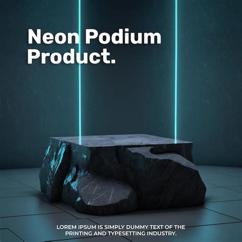 미래의 연단 무대 디스플레이 목업 제품 프레젠테이션 제품 디스플레이를 위한 네온 불빛 장면 프리미엄 Psd 파일