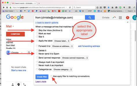 setting up filters in gmail ⋆ christie inge
