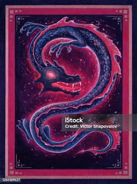 기름칠 중국 드래곤 일러스트화재 캔버스에 아크릴에 의해 그리는 화재 호흡 비행 뱀 그림 장식 판타지 아시아 파충류 예술 손으로