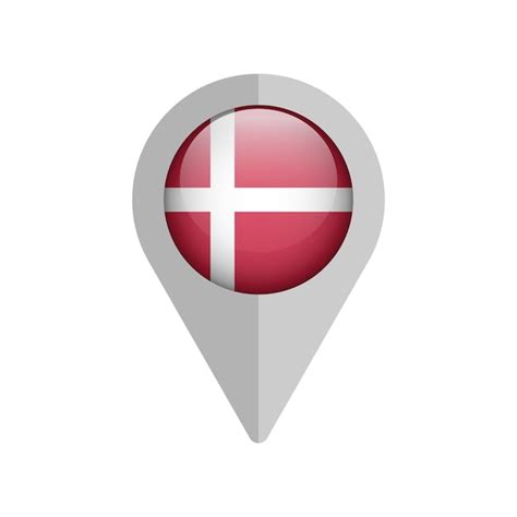 Denmark National Flag Pin Location Vector Design Premium Vector