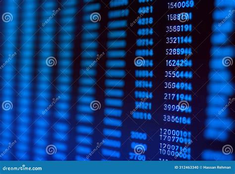 Blue Digital Binary Data On Computer Screen Close Up Shallow Dof Stock