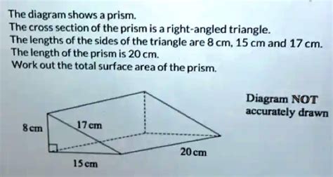 Solved The Diagram Shows A Prism The Cross Section Of The Prism Is A Right Angled Triangle