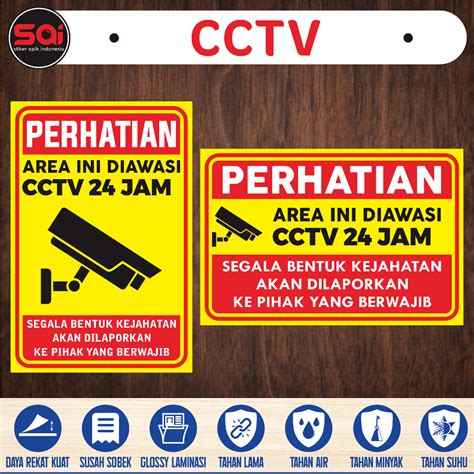Jual Stiker Vinyl Anti Air Area Dipantau Cctv 24 Jam Portrait