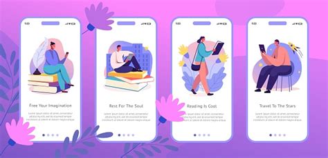 학습 앱 모바일 인터페이스 사람들은 스마트폰을 사용하여 책을 읽습니다 전자 책 전화 응용 프로그램 기술 문학을 가진 학생 소셜