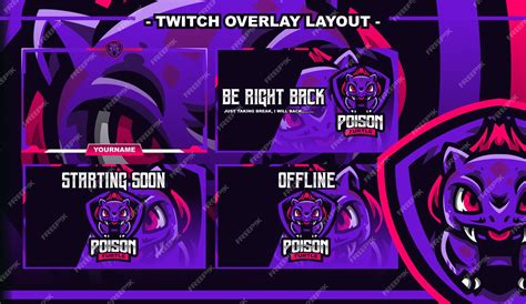 Premium Vector Poison Turtle Monster Gaming Layout Design Streamer Twitch Logo Character