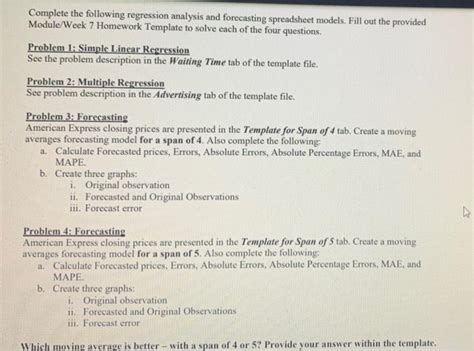 Complete The Following Regression Analysis And