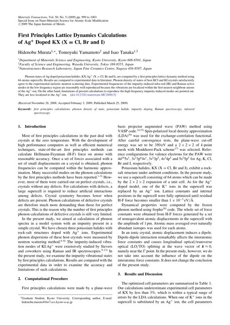 Pdf First Principles Lattice Dynamics Calculations Of Ag Doped Kx X