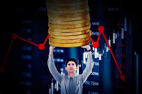 Premium Photo Businessman Hold Coins With Declining Price Chart