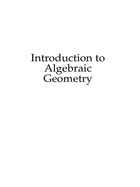 Introduction To Algebraic Geometry Second Edition By Justin R Smith Pdf