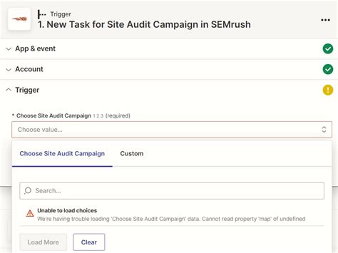 Audit Campaign Error Were Having Trouble Loading Choose Site Audit