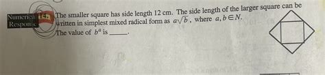 solved he smaller square has side length 12cm ﻿the side