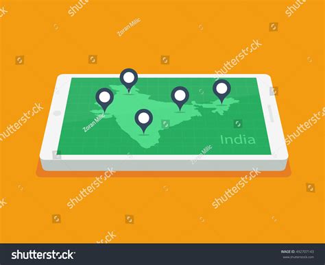 Smartphone India Map Gps Map Pointerspins Stock Vector Royalty Free Shutterstock